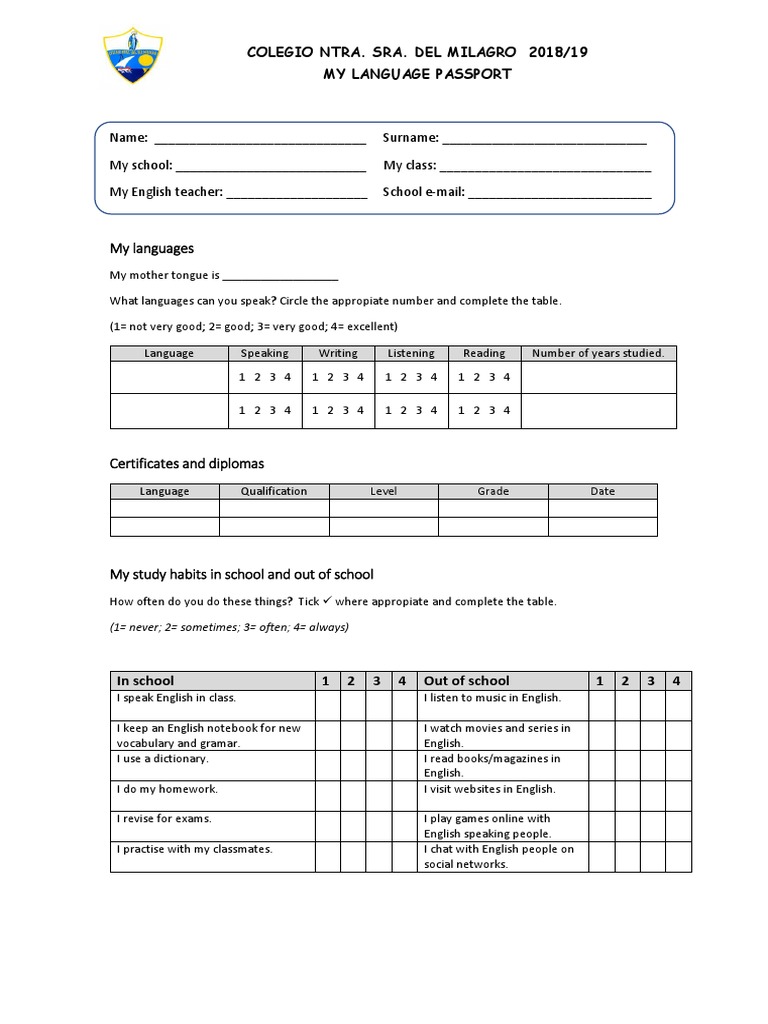 My Languages: Colegio Ntra. Sra. Del Milagro 2018/19 My Language ...