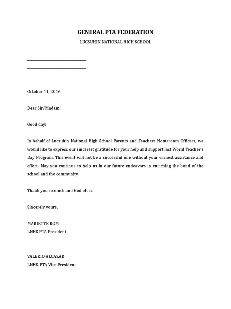 General Pta Federation | PDF