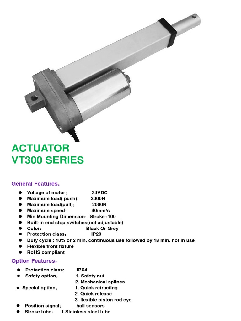 VT300 Linear Actuator | PDF | Actuator | Mechanical Engineering