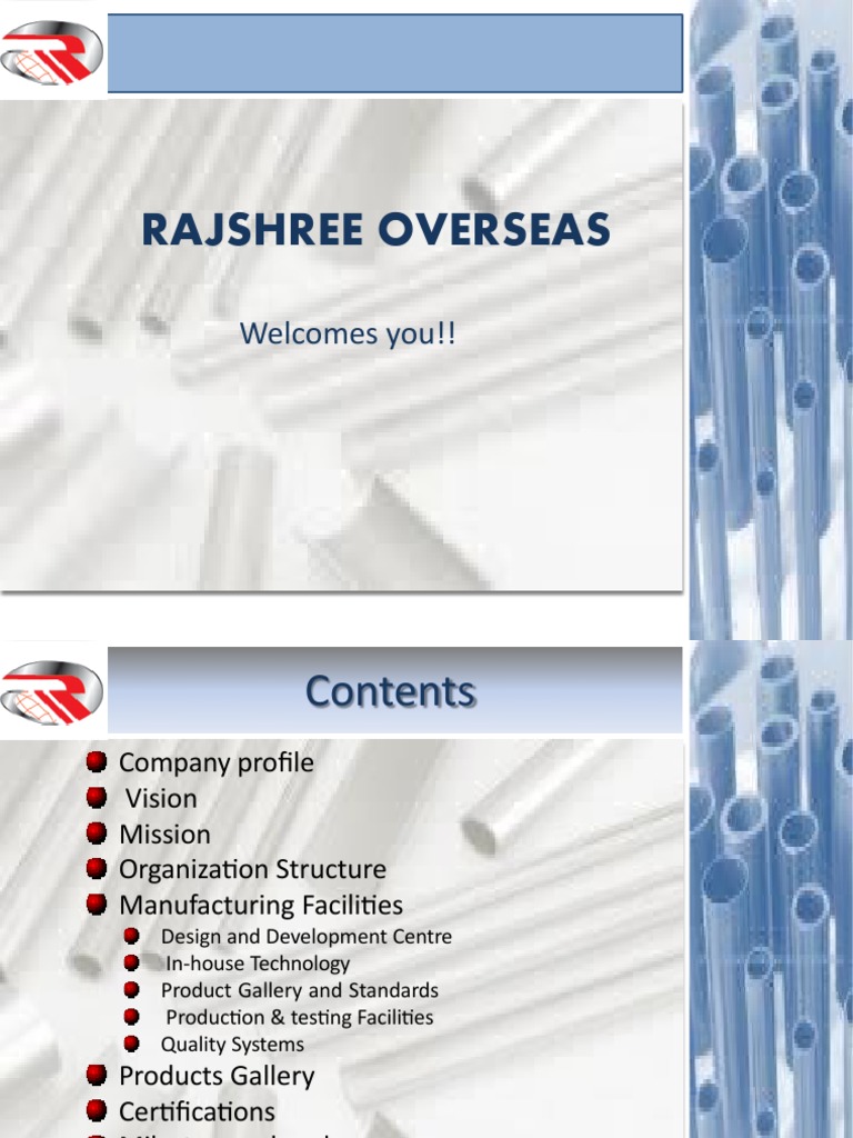 Rajshree Overseas: Seamless Tube Experts | PDF | Rolling (Metalworking) | Pipe (Fluid Conveyance)