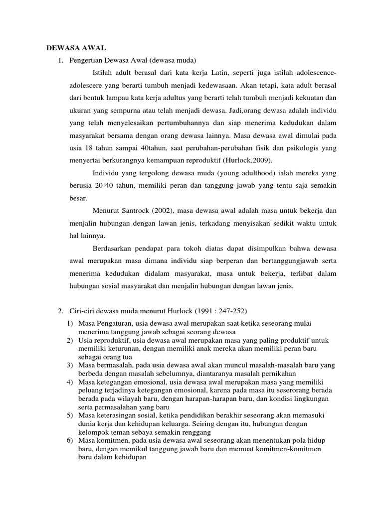 DEWASA AWAL (Metlit 2) | PDF