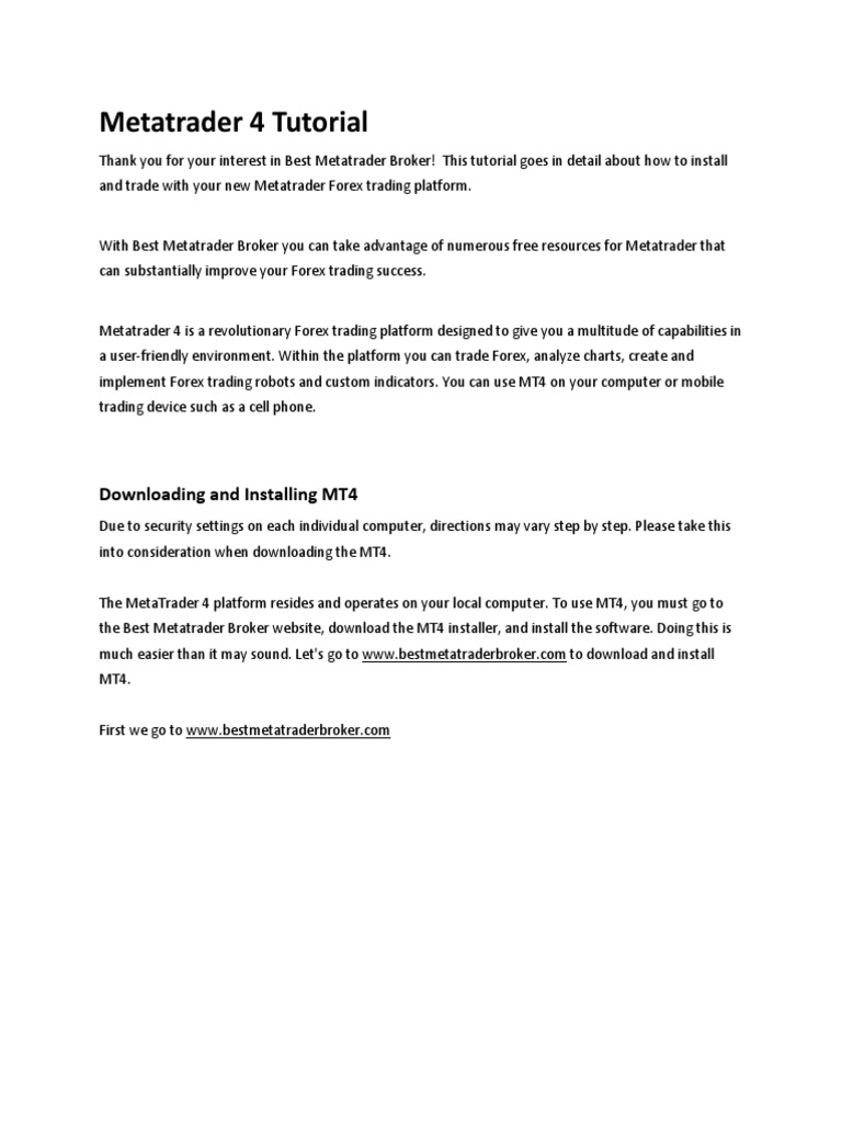 Metatrader 4 Tutorial: Downloading and Installing MT4 | PDF | Order (Exchange) | Computing