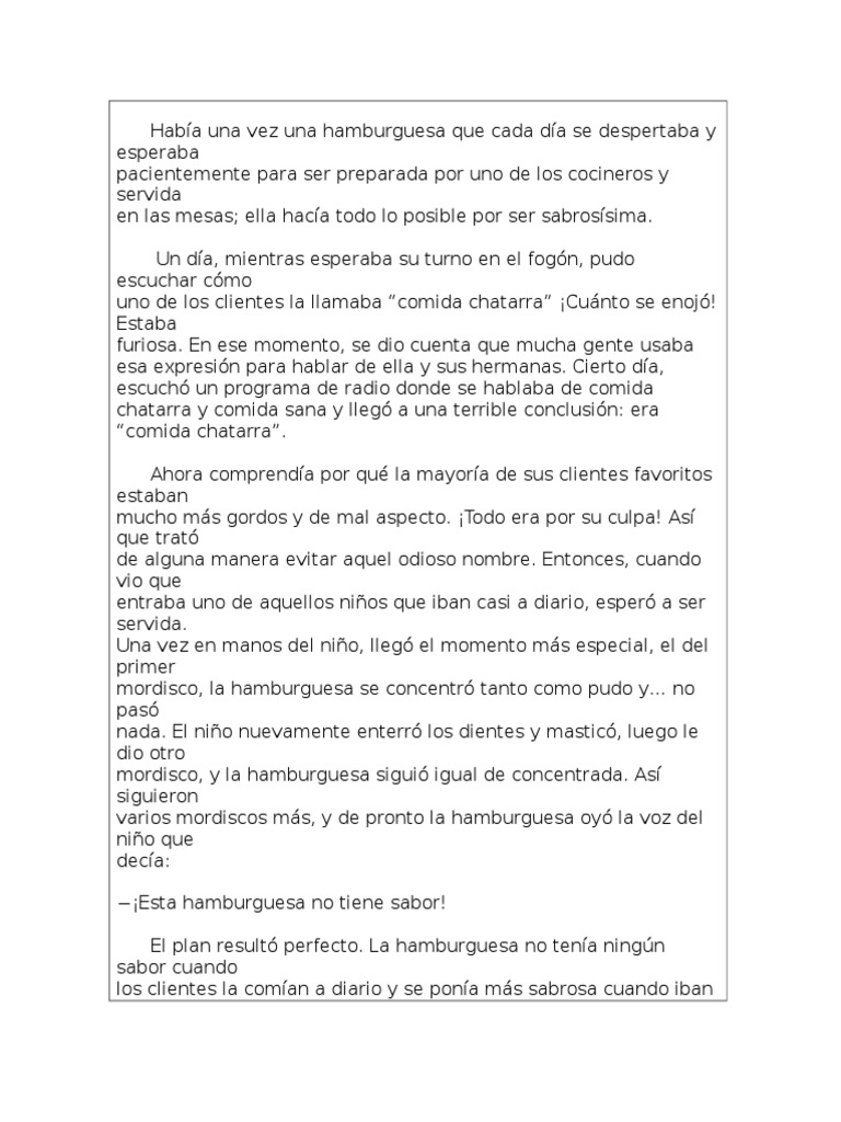 Cuento Hamburguesa | PDF