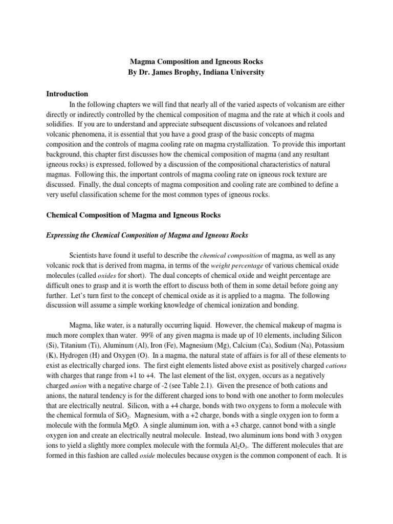 Mt. St. Helens Lava Composition Case Study | PDF | Magma | Igneous Rock