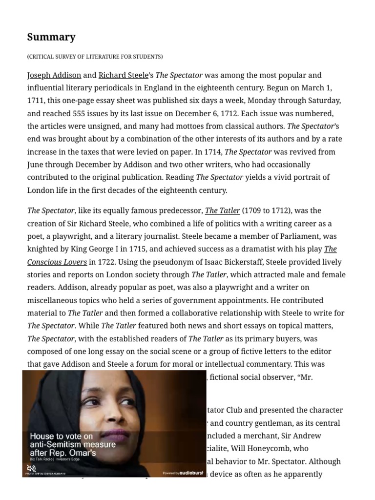 The Spectator: Addison and Steele's Legacy | PDF | Essays | Science