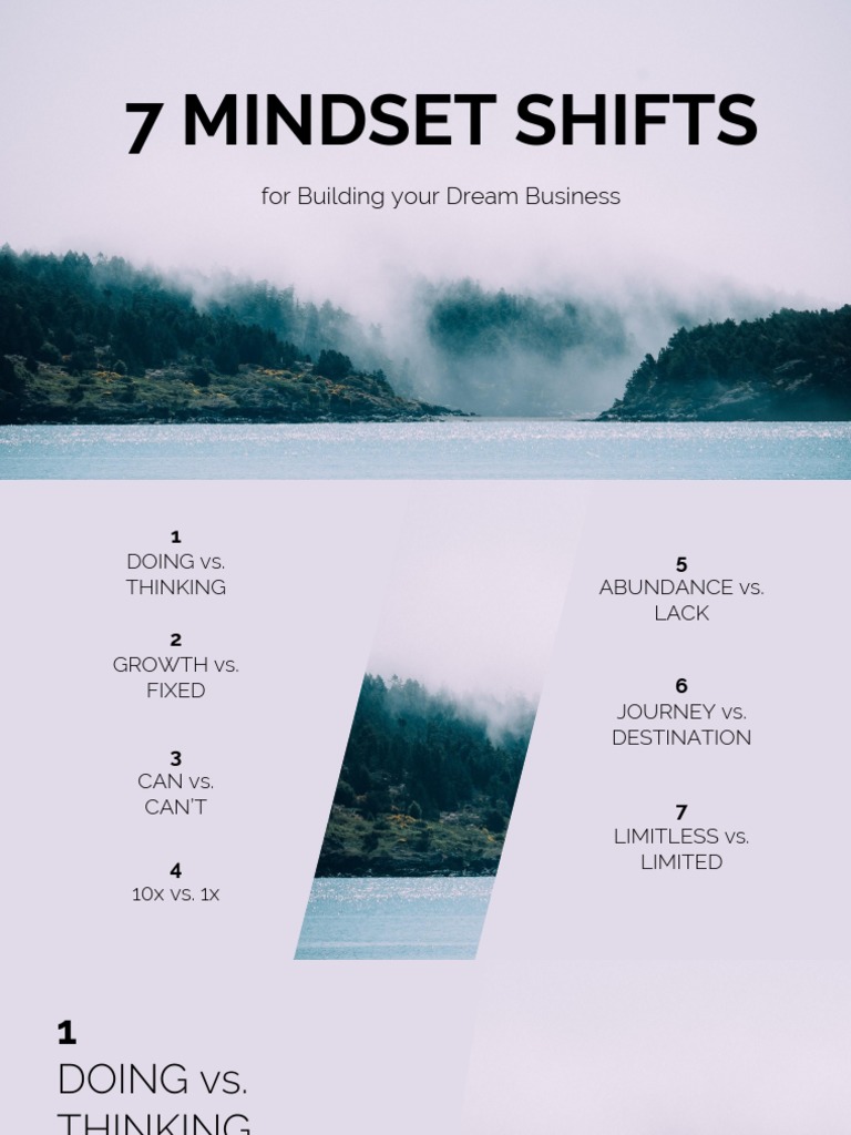 Cheatsheet - 7 Mindset Shifts For Building Your Dream Business | PDF ...
