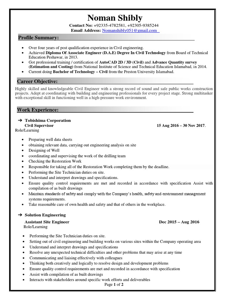 Noman Shibly Resume | PDF | Engineering | Specification (Technical ...