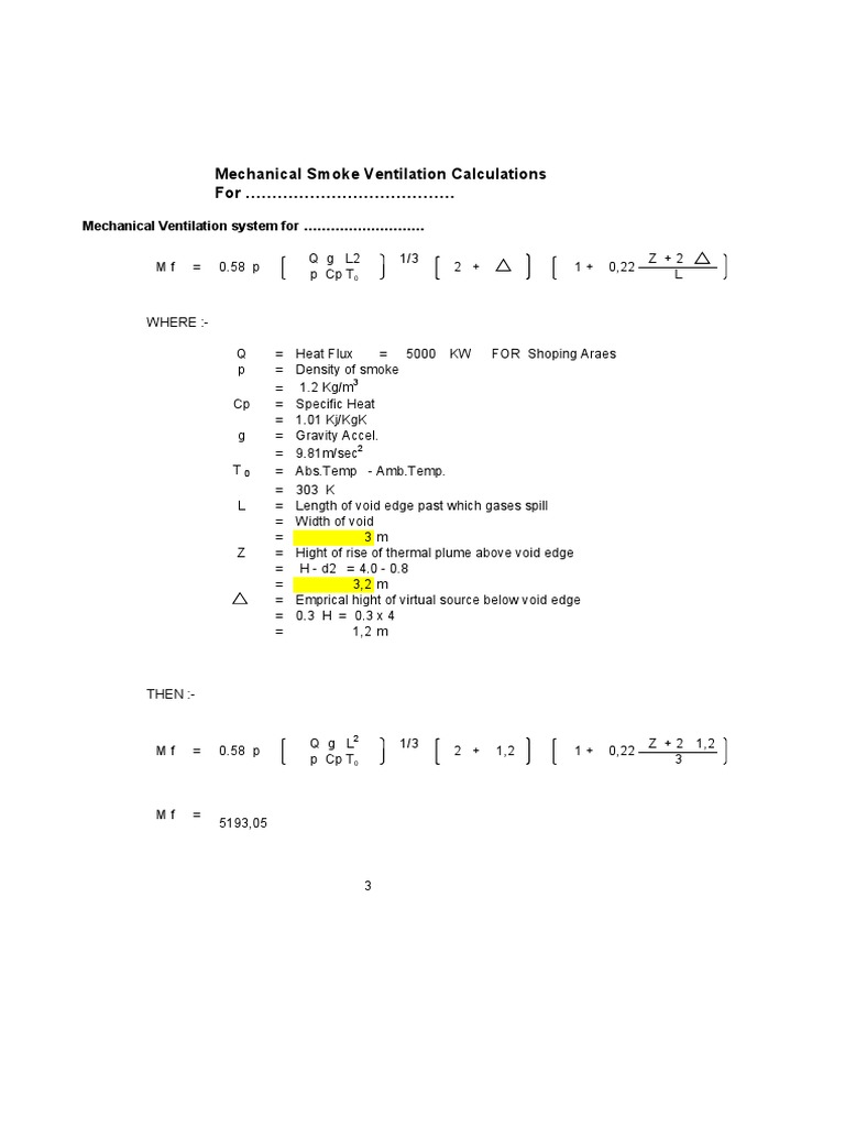 Smoke & Ventilation Calculations | PDF