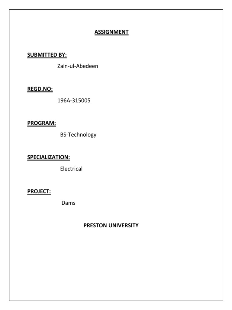 Assignment Dams | PDF | Dam | Reservoir