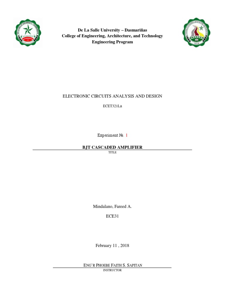 Elecs 2 Report | PDF | Amplifier | Electronic Circuits