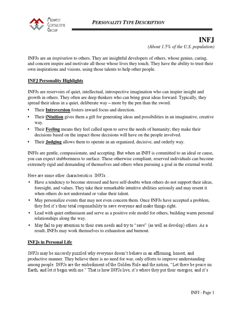 INFJ Profile PDF | PDF | Personality Type | Leadership