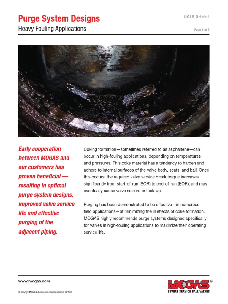 Mogas Data Sheet Purge System Designs (En) | PDF | Valve | Chemical ...