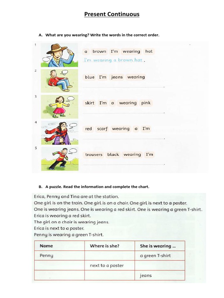 Present Continuous: A. What Are You Wearing? Write The Words in The ...