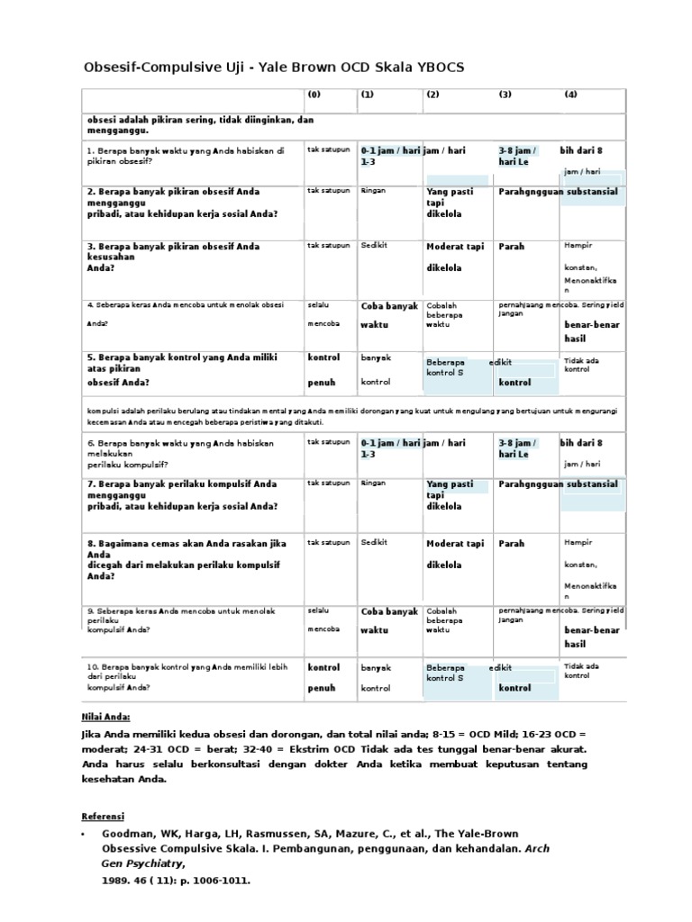 Yale-Brown Obsessive Compulsive Scale – OXDQH