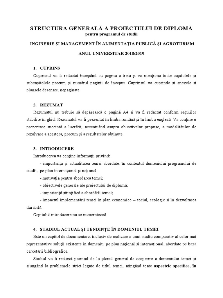 Structura Proiect Diploma IMAPA 2019 | PDF