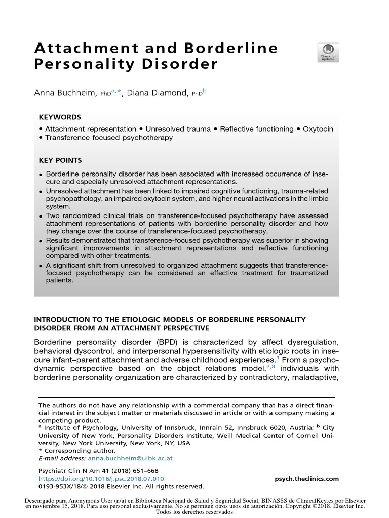 Attachment and Borderline Personality Disorder | PDF | Borderline ...