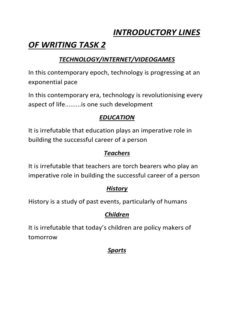 INTRODUCTORY LINES OF WRITING TASK 2.docx | Human | Advertising