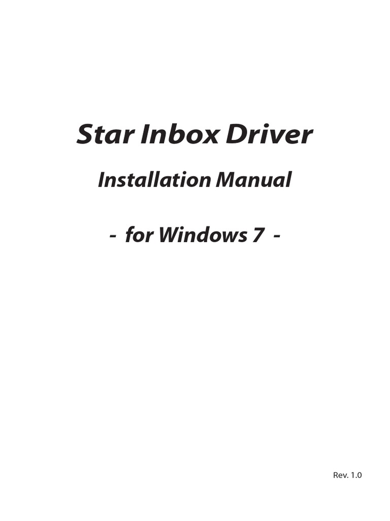 Star Inbox Driver: Installation Manual - For Windows 7 | PDF | Device Driver | Microsoft Windows