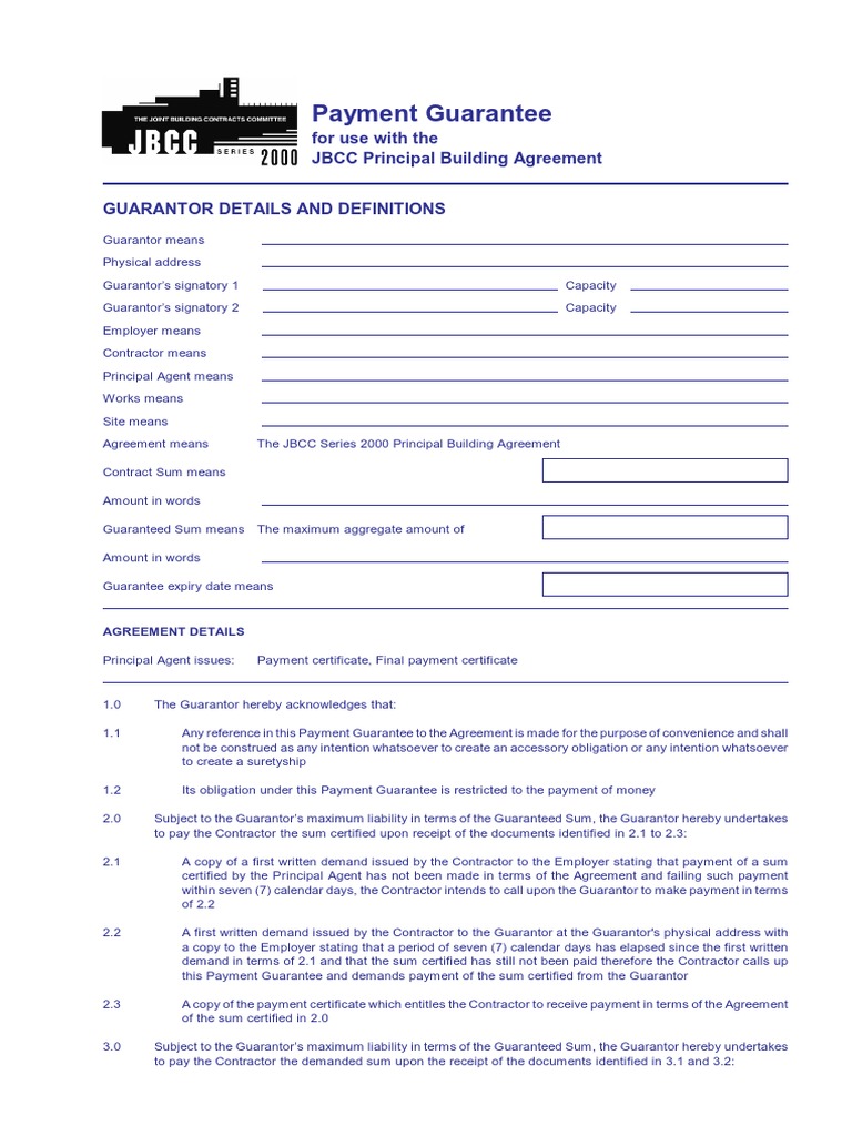 Payment Guarantee PBA | PDF | Guarantee | Business Law