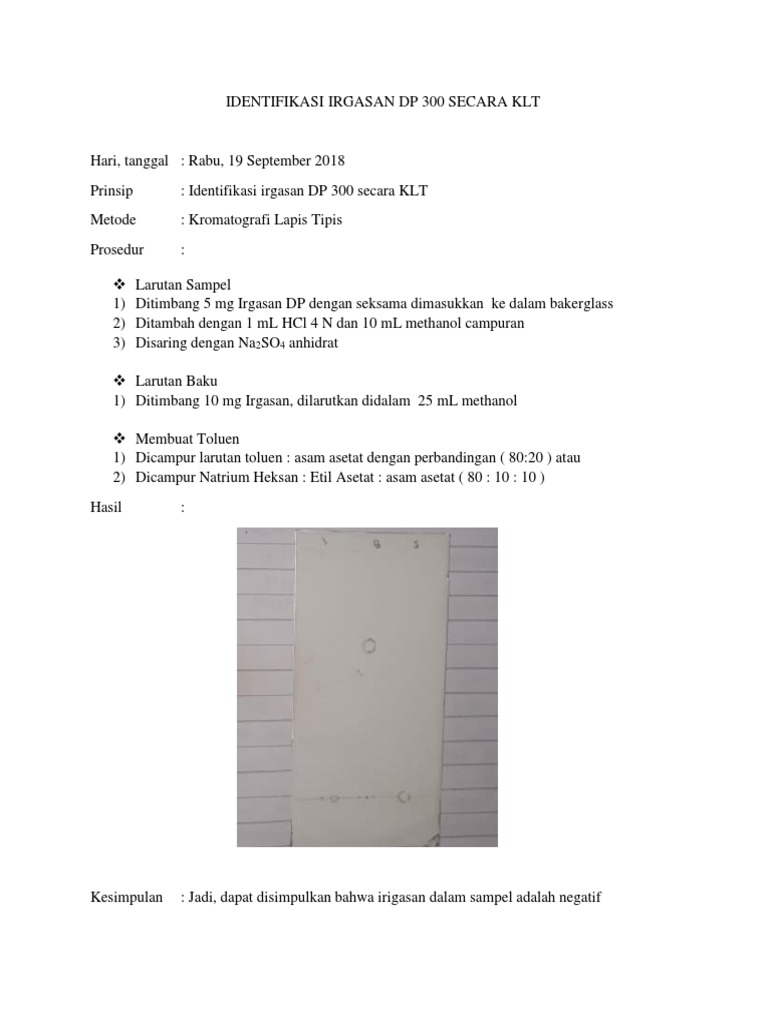 Identifikasi Irgasan DP 300 KLT | PDF