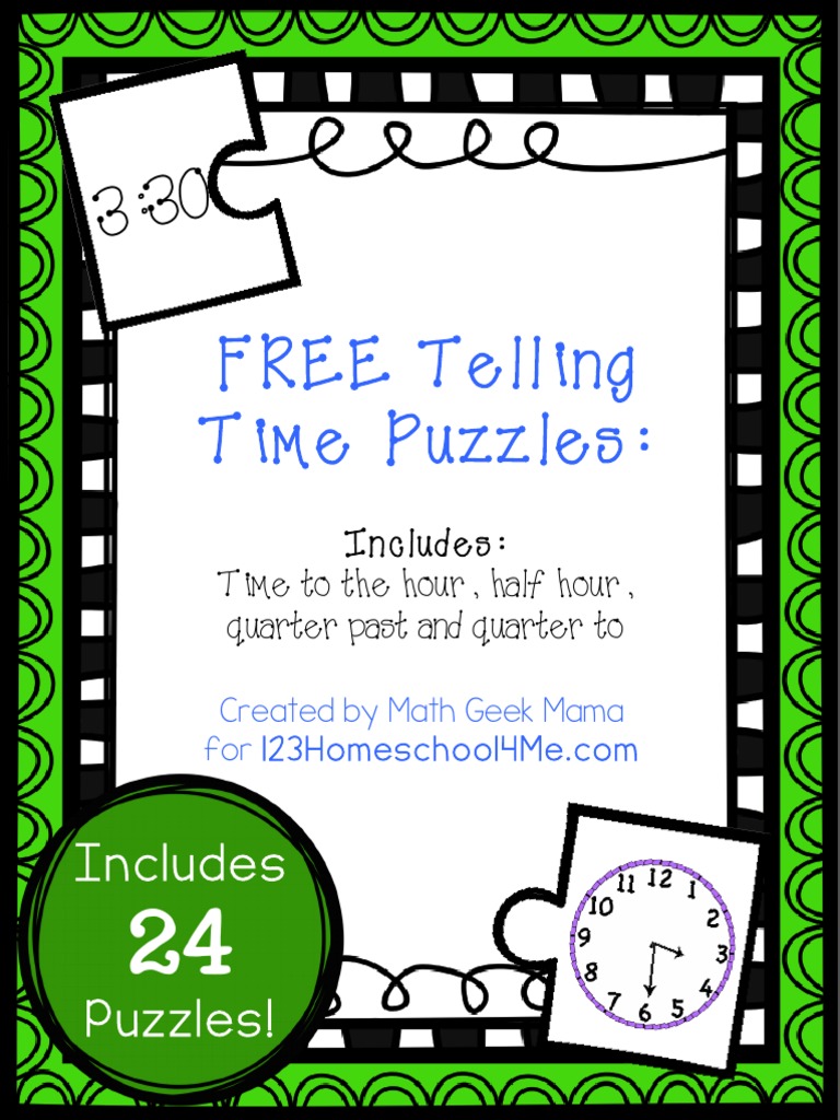 Telling Time Puzzle | PDF | Teaching Methods & Materials | Home & Garden