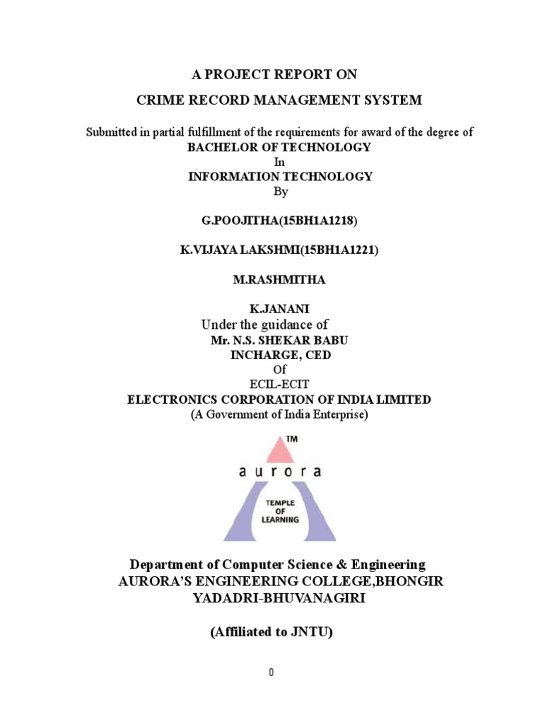 A Project Report On Crime Record Management System | PDF | Java ...