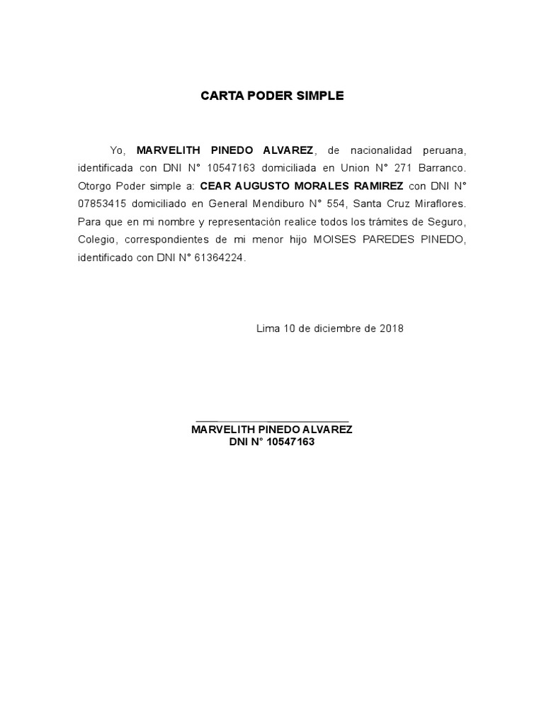 Carta De Poder Template