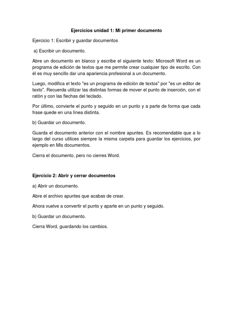 Ejercicios Unidad 1 Mi Primer Documento | PDF