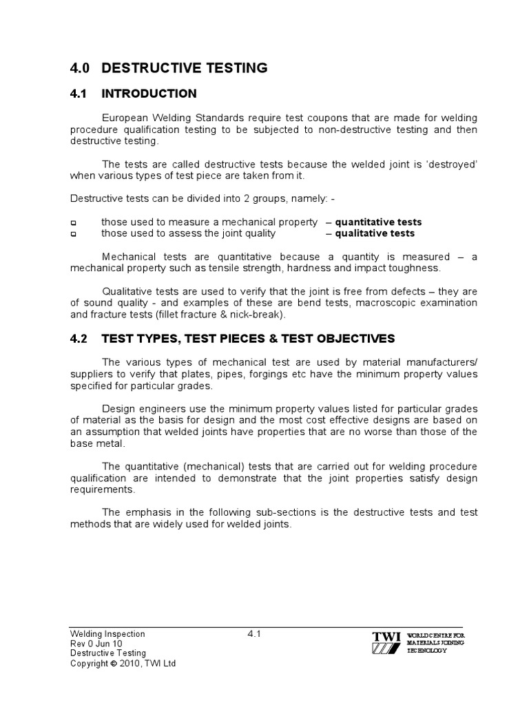 Sec 4 Destructive Testing | PDF | Fracture | Fracture Mechanics