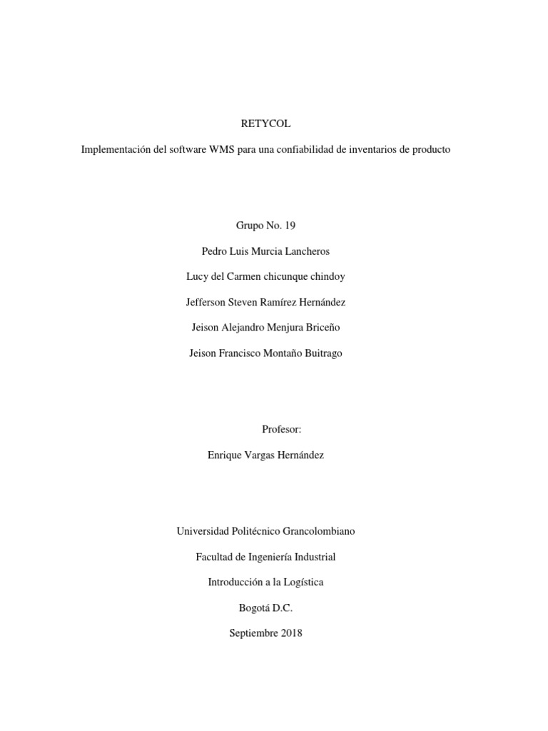 Implementación WMS en RETYCOL: Inventarios Eficientes | PDF | Logística ...