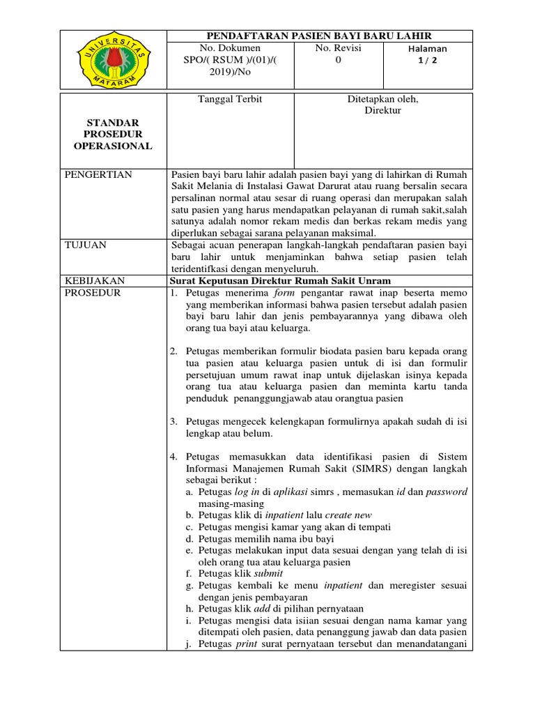 SPO PASIN BAYI BARU LAHIR Edit | PDF
