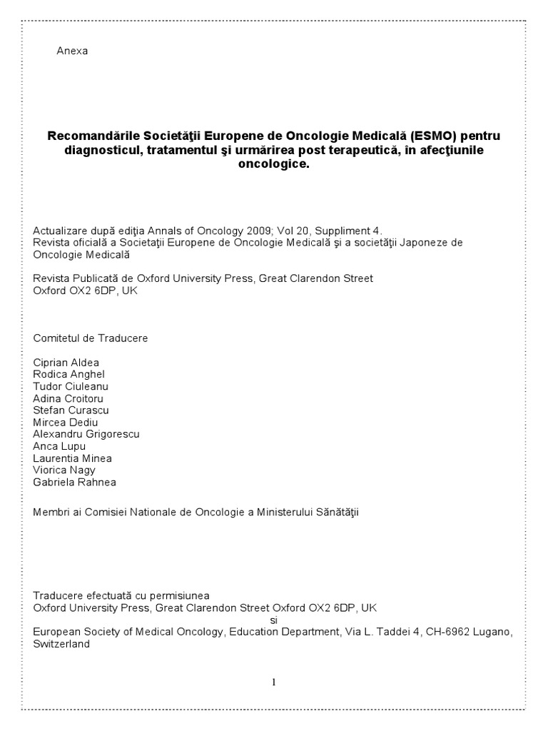 Ghidul de Practica Medicala Pentru Specialitatea Oncologie Medicala PDF | PDF