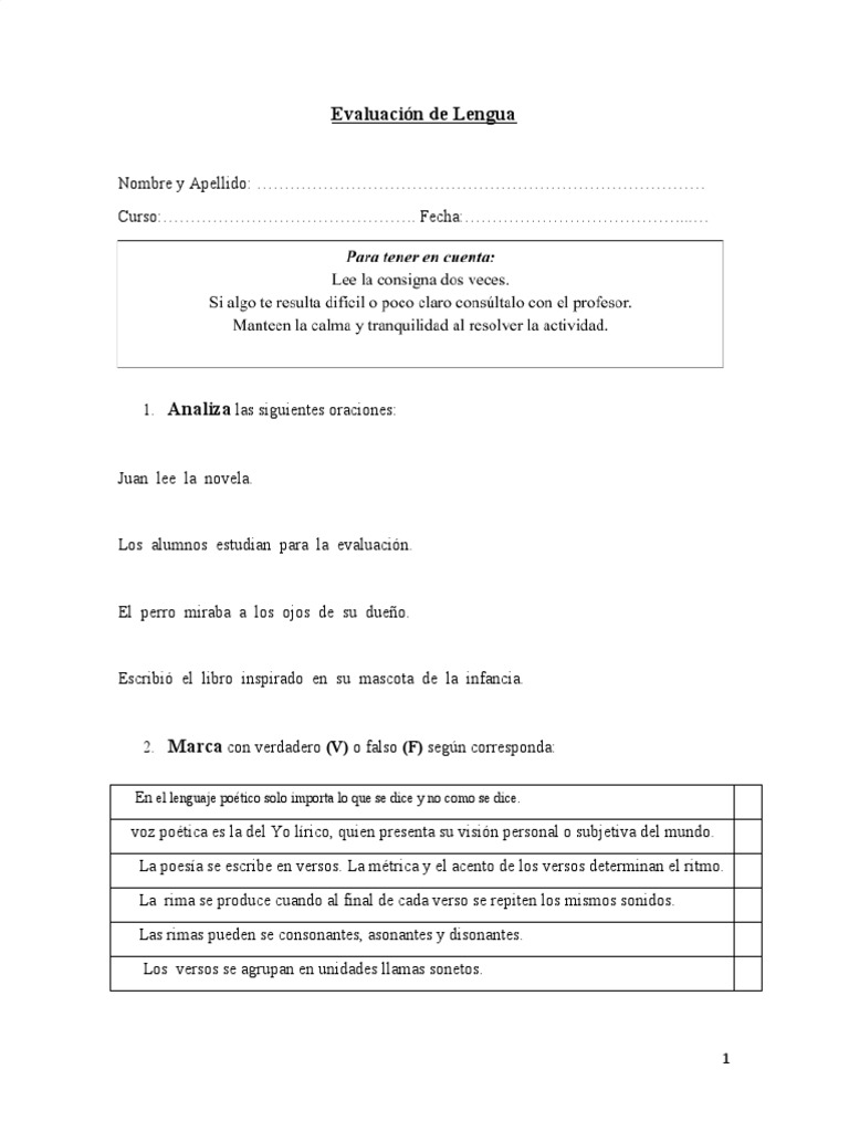 Evaluación de Lengua y Recursos Poéticos | PDF | Rima | Poesía