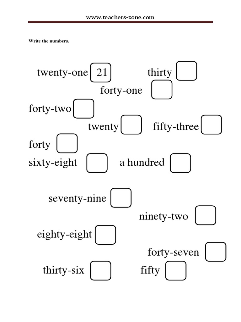 Write The Numbers 20 100 | PDF