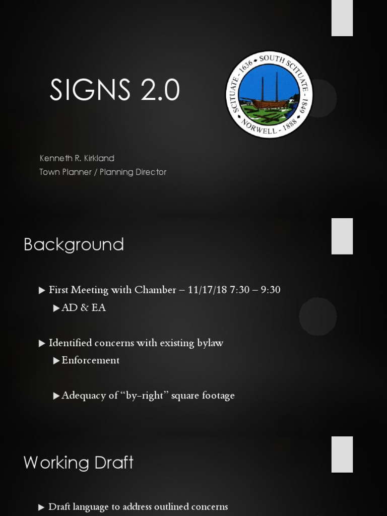 Norwell Draft Sign Bylaw Presentation | PDF | Sidewalk | Land Transport