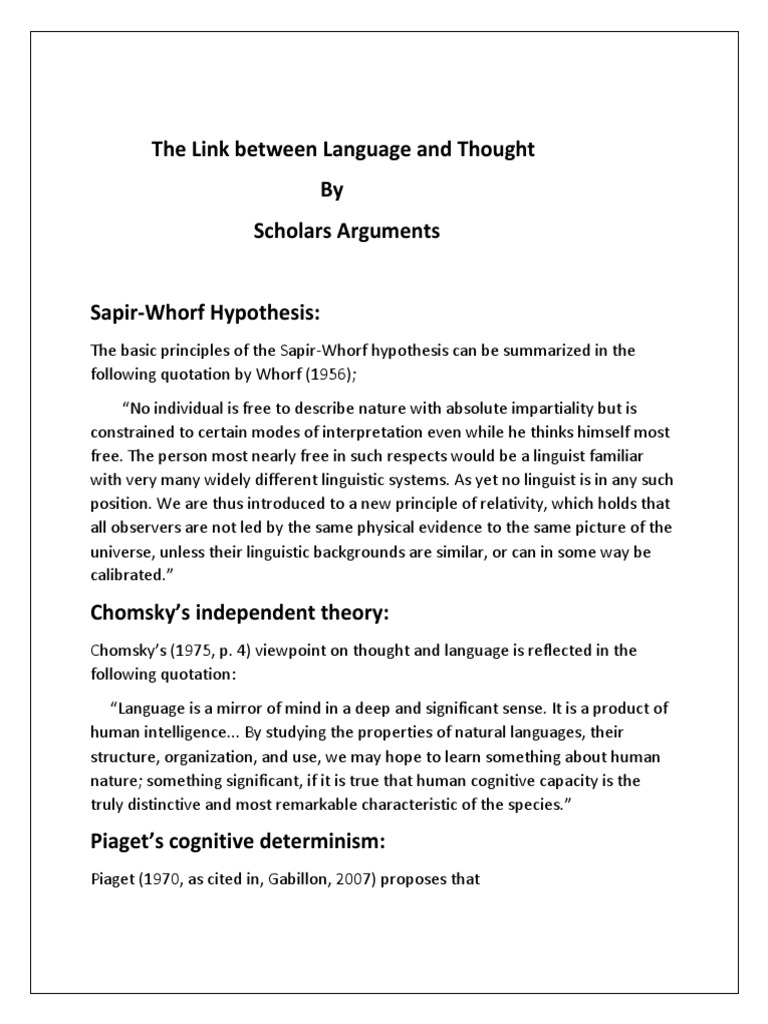 The Link Between Language and Thought | PDF | Thought | Linguistics