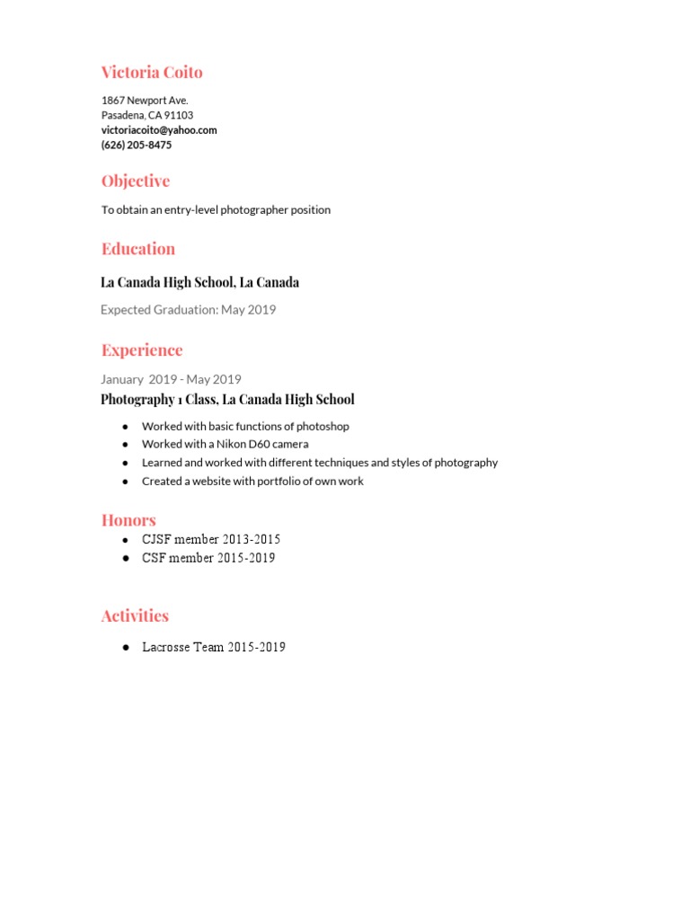 Victoria Resume | PDF