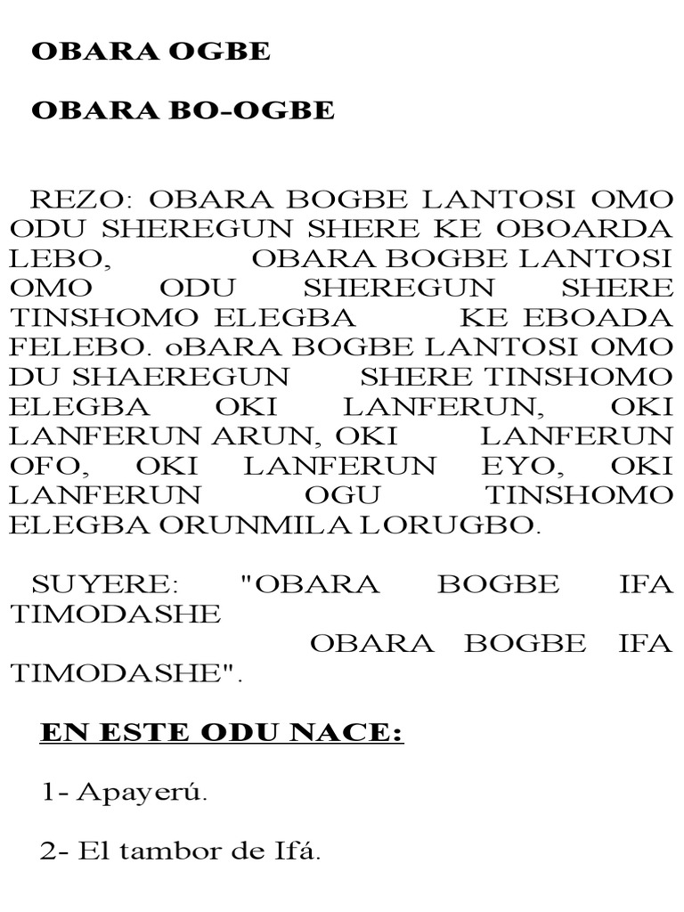 Significado y secretos de Obara Bogbe | PDF | Pena capital | Santeria