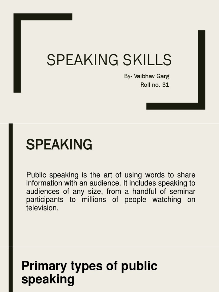Types of public speaking skills