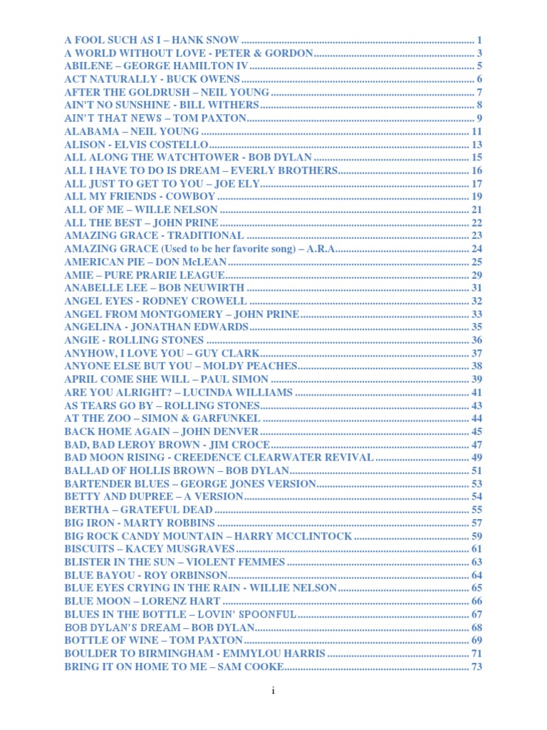 Acoustic Guitar Songbook | PDF | Bob Dylan | Country Music