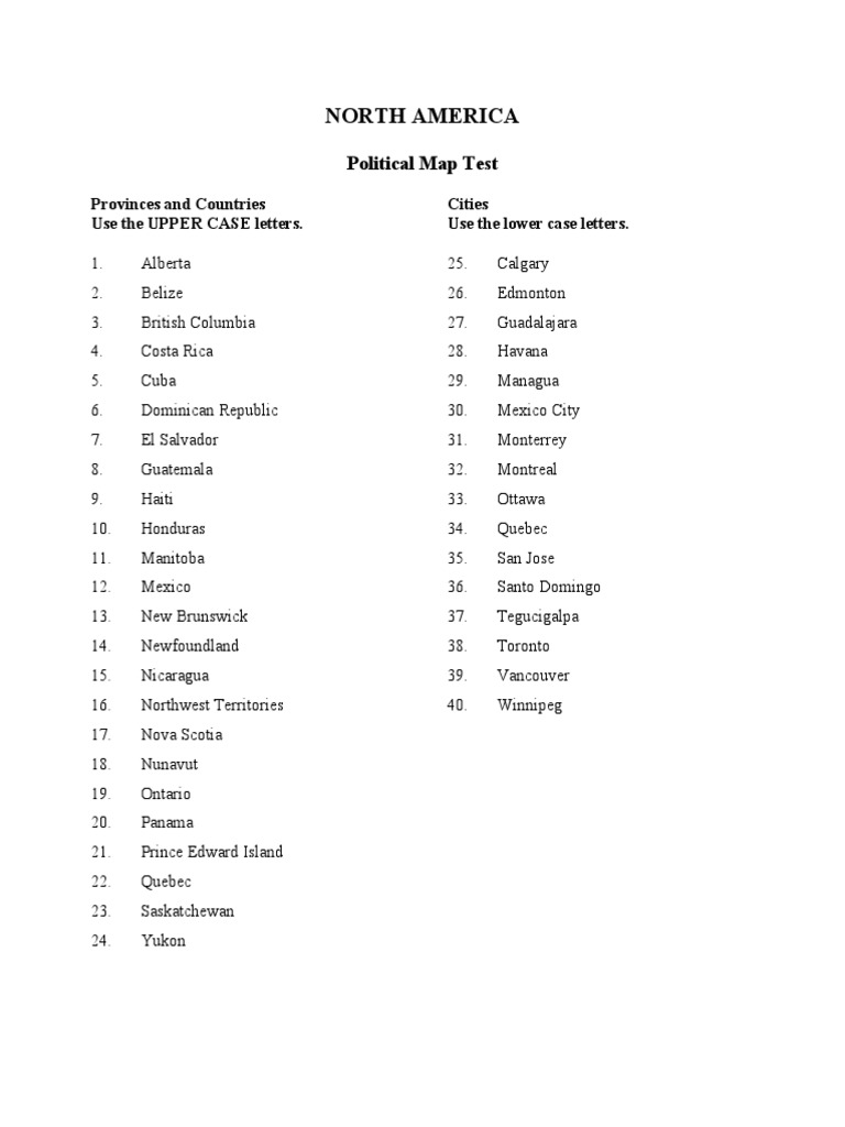 North America Political Test | PDF