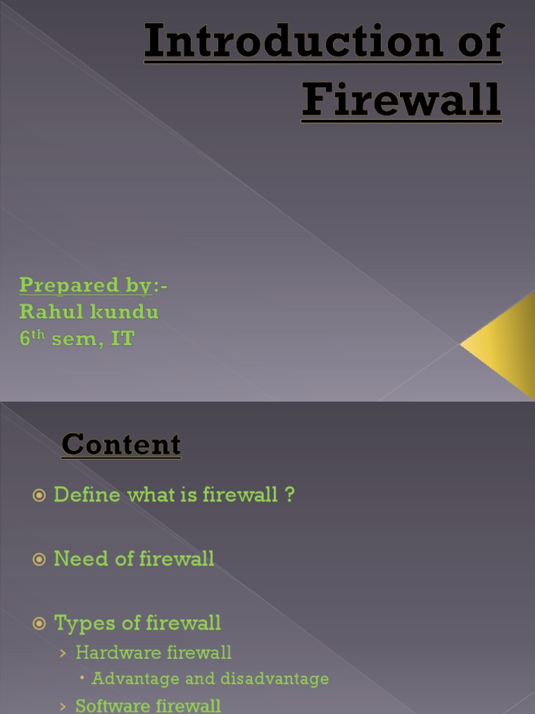 Introduction To Firewalls | PDF | Firewall (Computing) | Proxy Server