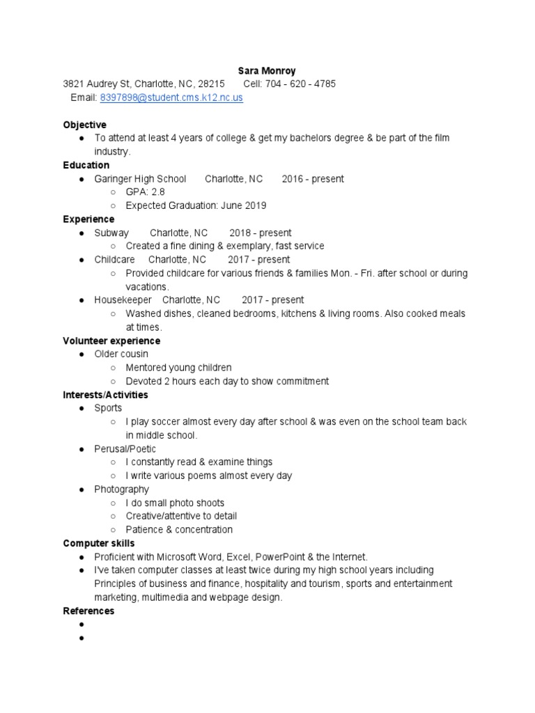 8397898@student - cms.k12.nc - Us: Sara Monroy | PDF | Career & Growth