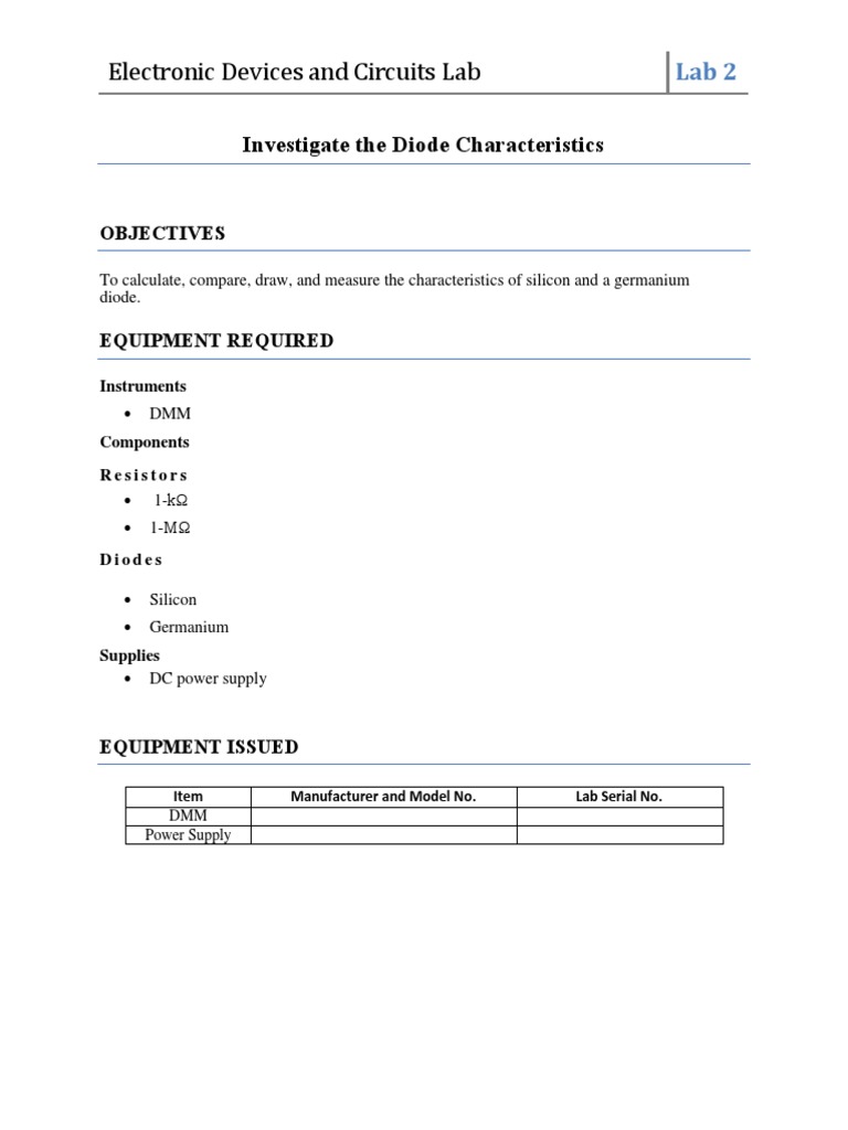 EE Lab Mannual EDC | PDF | Diode | P–N Junction