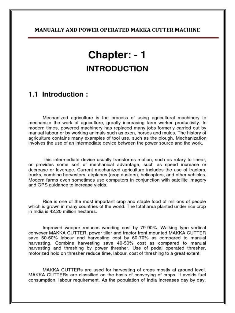 Chapter: - 1: Manually and Power Operated Makka Cutter Machine | PDF ...
