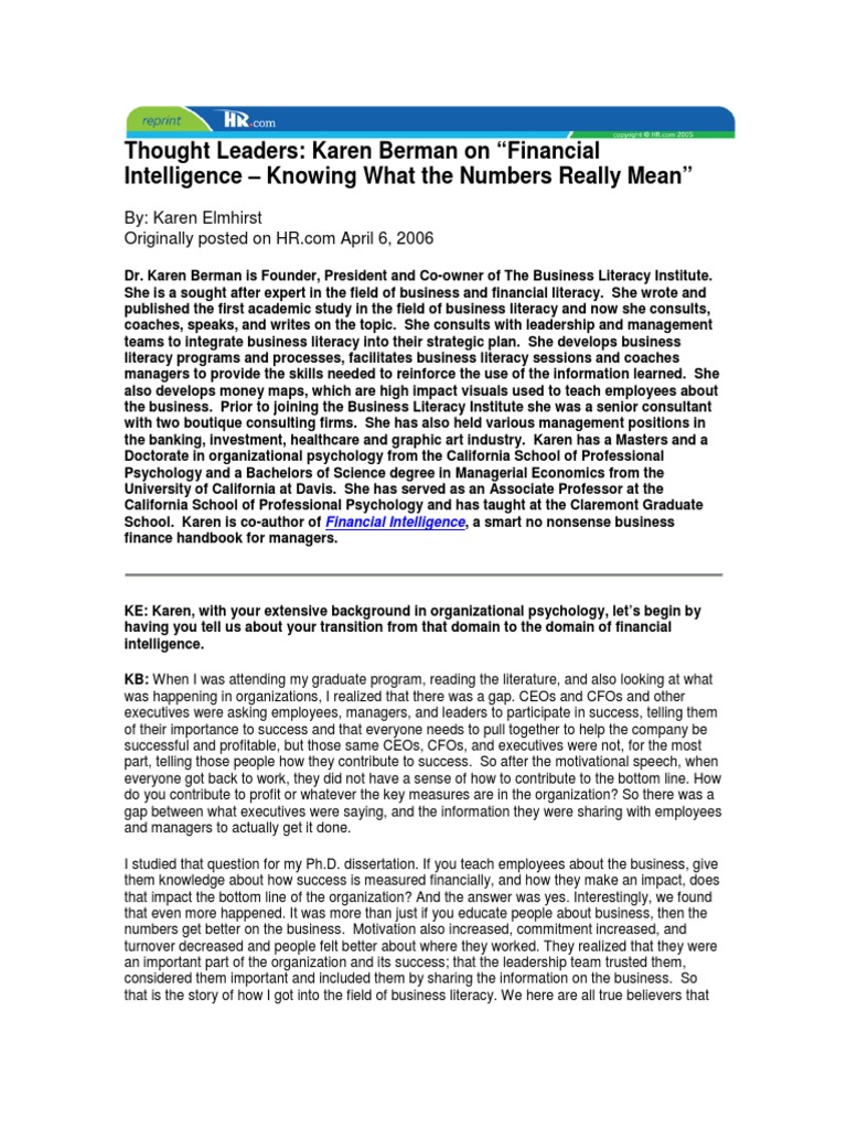 Financial Intelligence | PDF | Earnings Before Interest | Expense