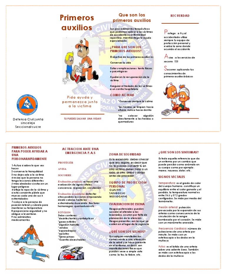 Primeros Auxilios Folleto | PDF | Primeros auxilios | Artería