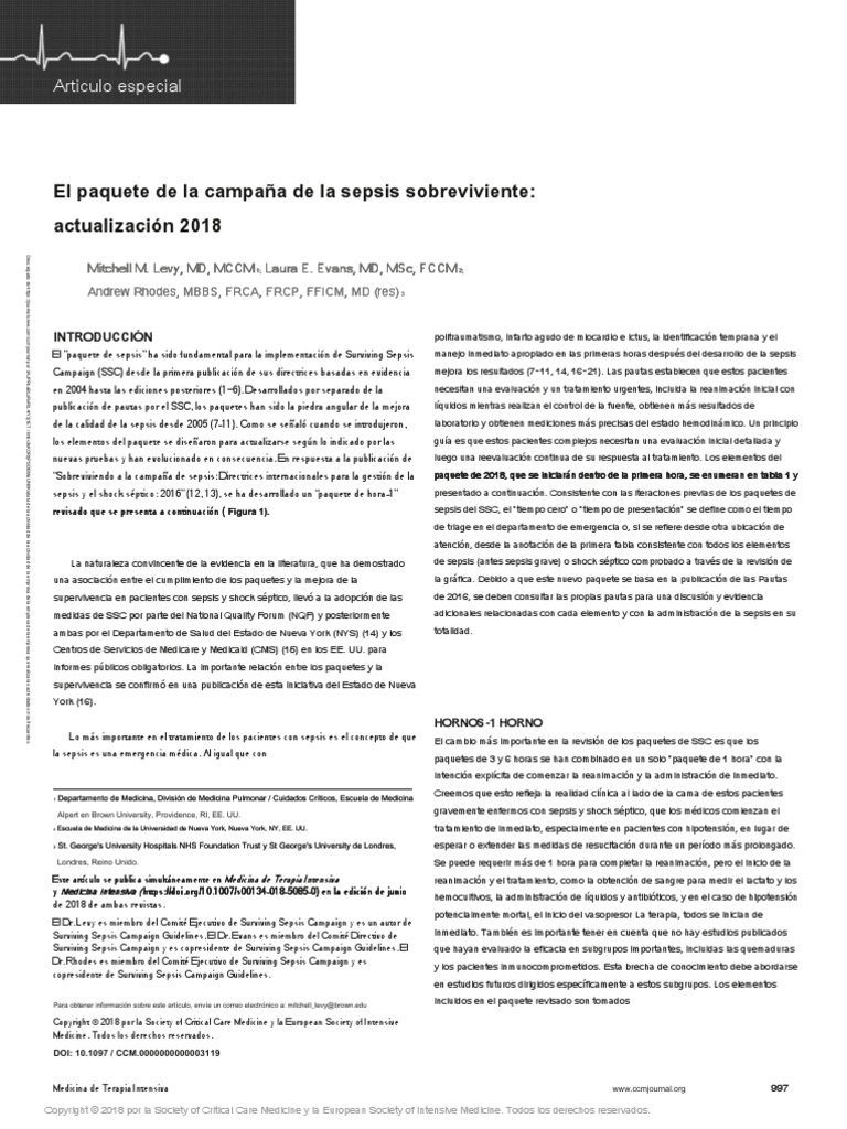 Surviving Sepsis Campaign Hour 1 Bundle 2018.en.es | Septicemia ...