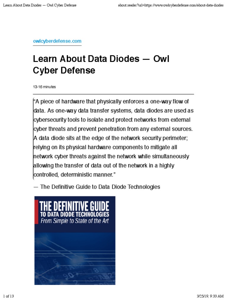 Owl Data Diodes for Cybersecurity | PDF | Computer Security | Security