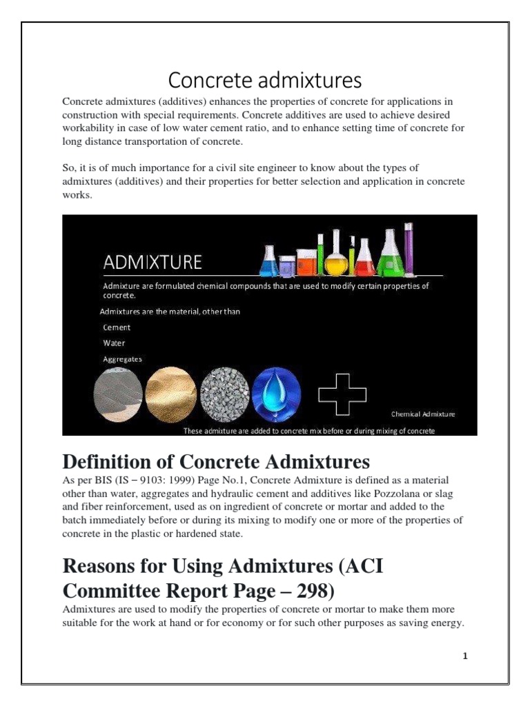 Definition of Concrete Admixtures | PDF | Concrete | Fly Ash